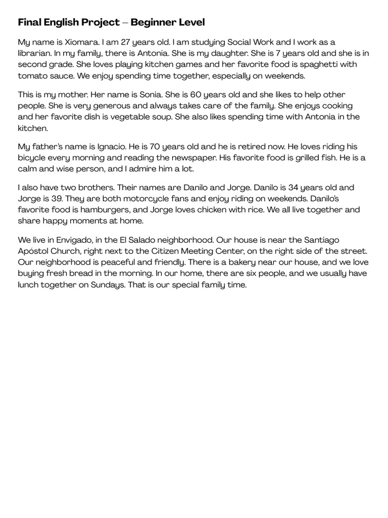 Final English Project - Beginner Level | PDF