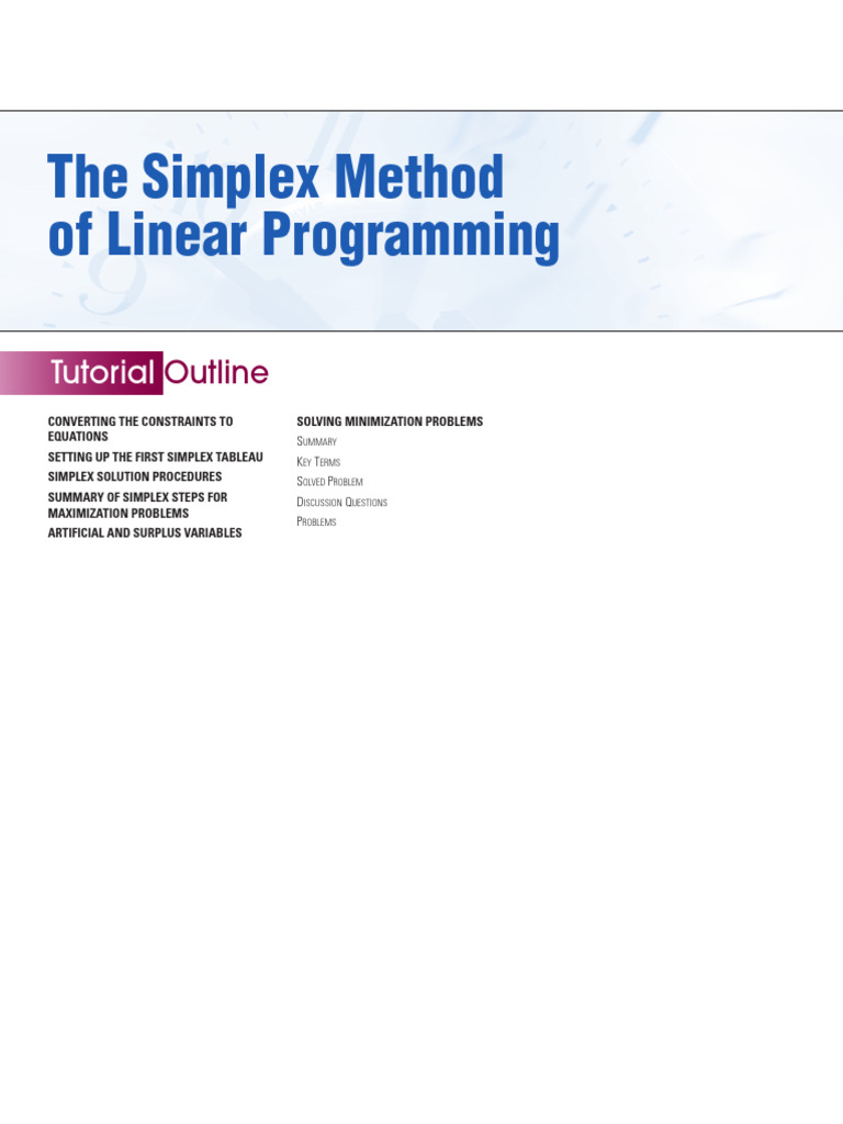 The Simplex Method of Linear Programming | PDF | Linear Programming | Mathematical Optimization