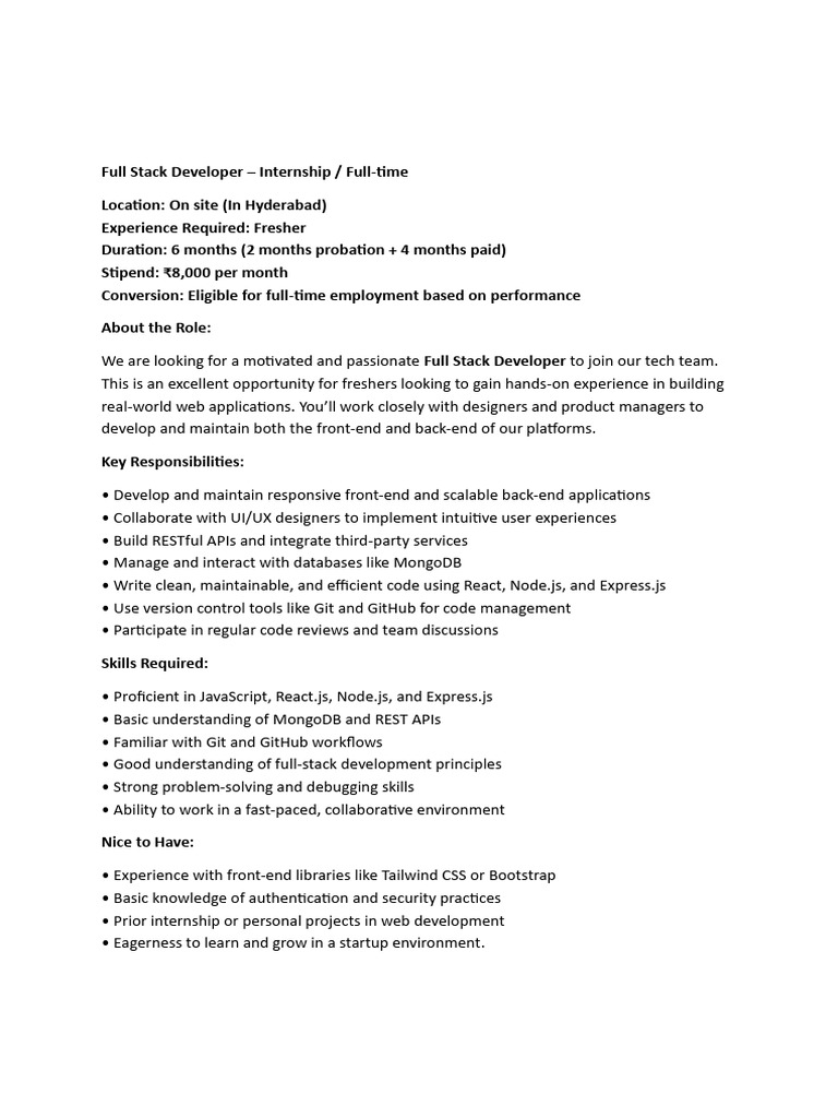 MP-Full Stack Developer JD | PDF