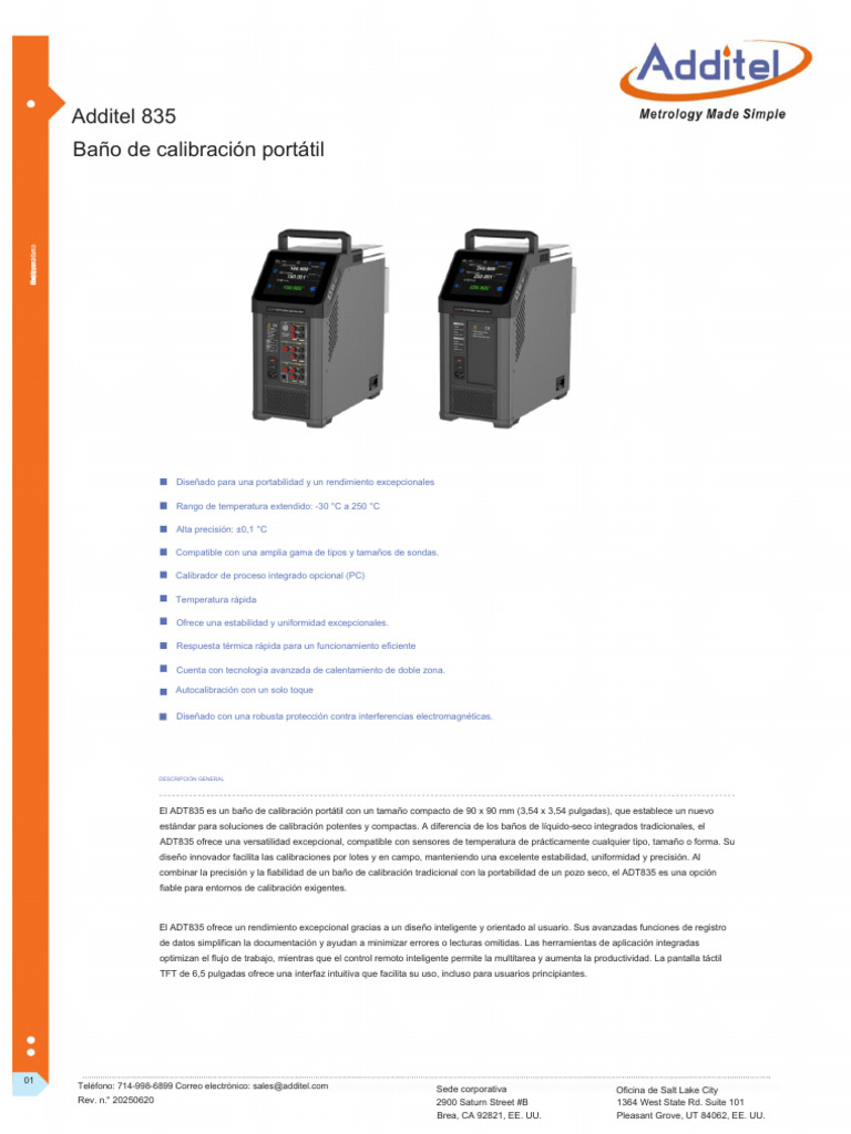 1.1. Calibrador Pozo seco-ADDITEL-835 - Portable - Calibration - Bath ...