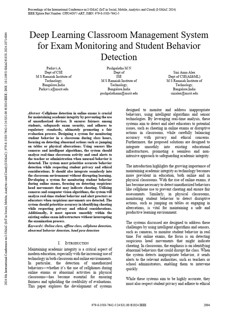 Exam Integrity through Behavior Monitoring | PDF | Deep Learning ...