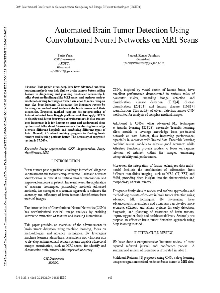 Automated Brain Tumor Detection Using Convolutional Neural Networks On ...