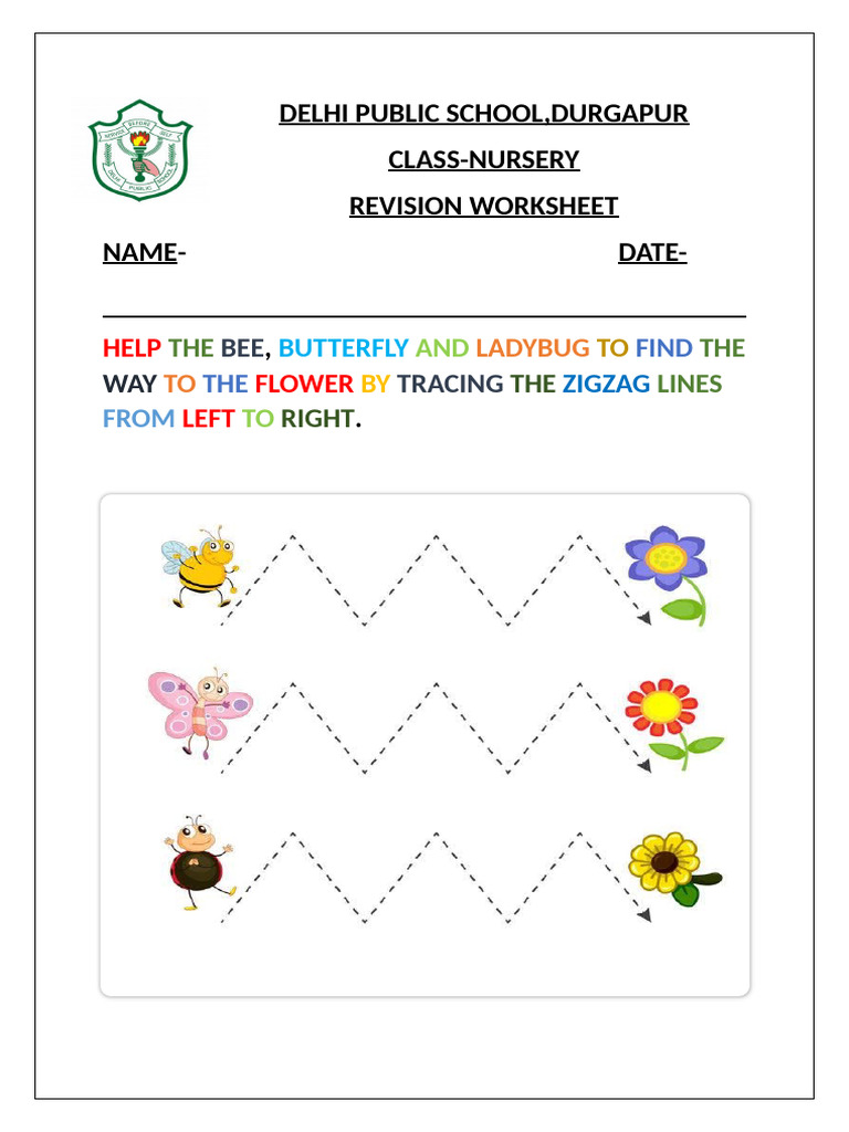 Zigzag Line Tracing Worksheet for Nursery | PDF