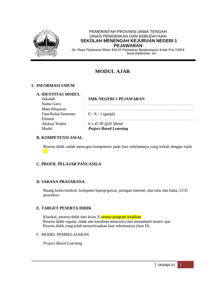 6 Form Modul Ajar Skanja | PDF