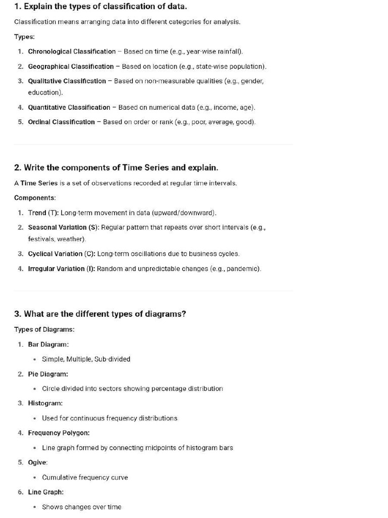 Business Statistics 1 Important Theory Questions | PDF