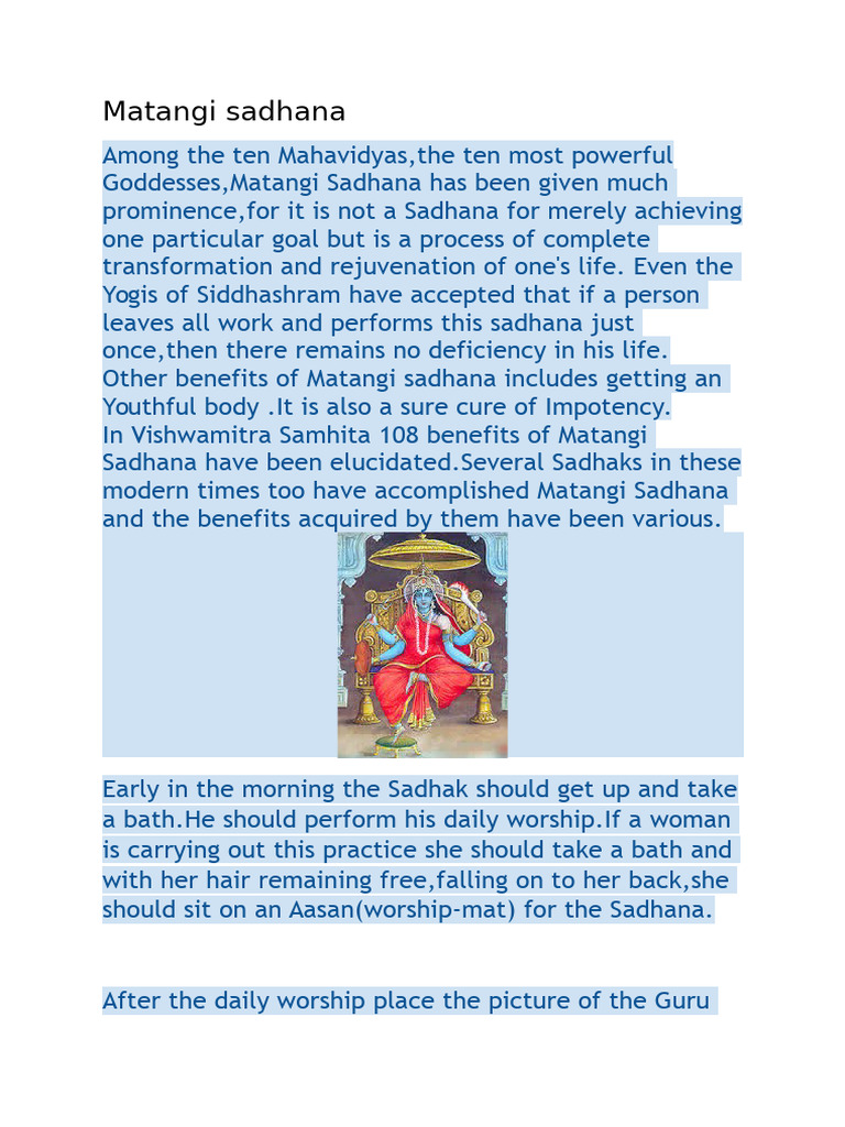 Matangi Sadhana Compress | PDF