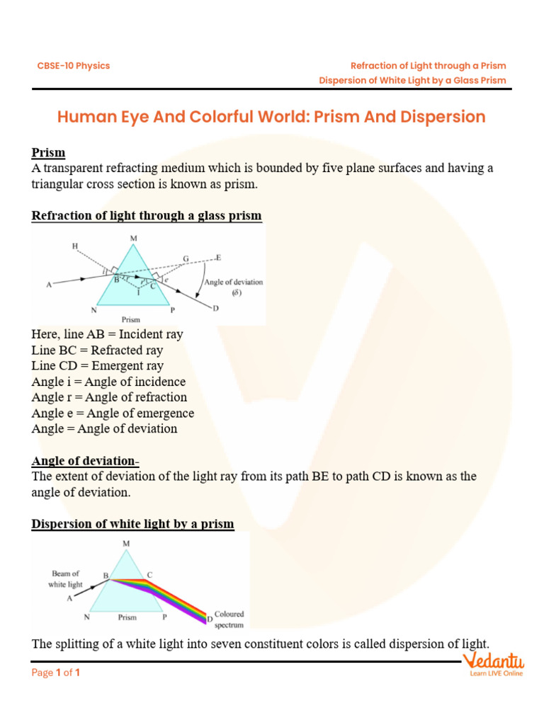 10C-P - Prism and Dispersion-Human Eye and Colorful World | PDF