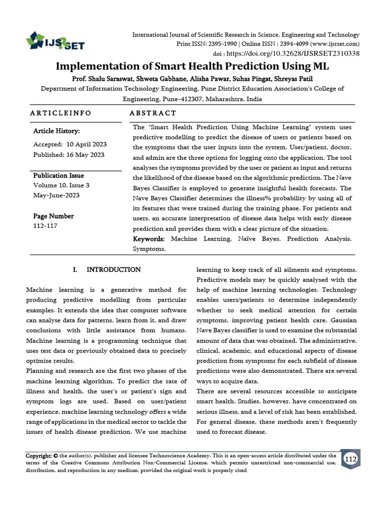Implementation of Smart Health Predictio | PDF | Support Vector Machine | Machine Learning