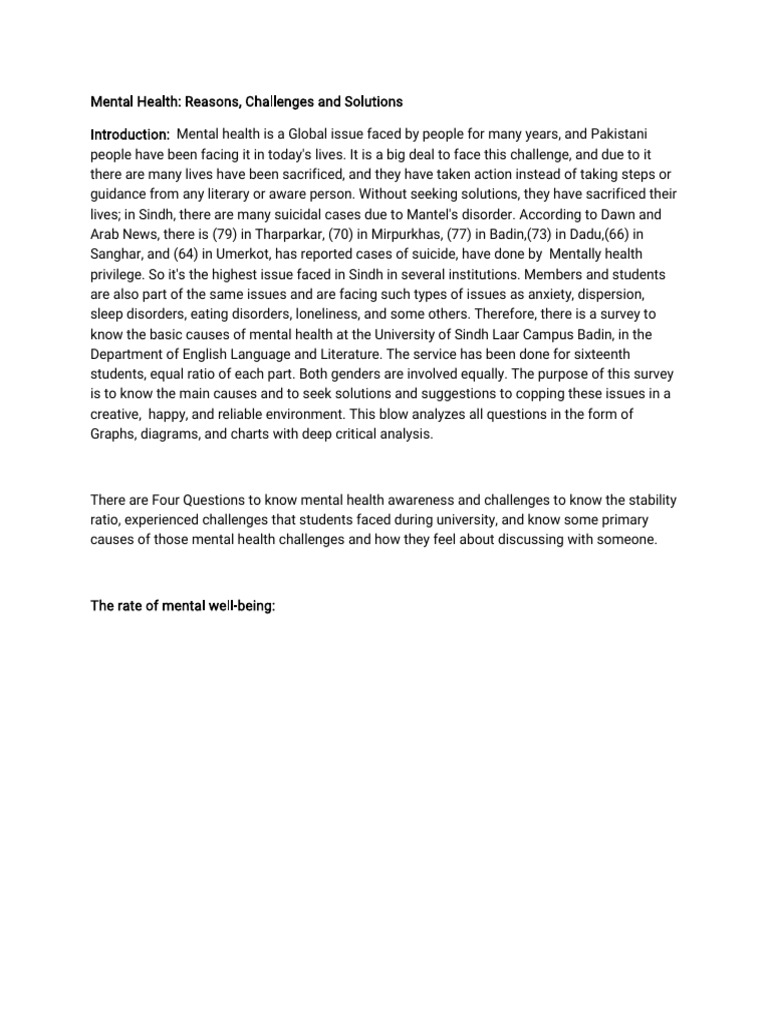 Mental Health Challenges in Sindh Students | PDF