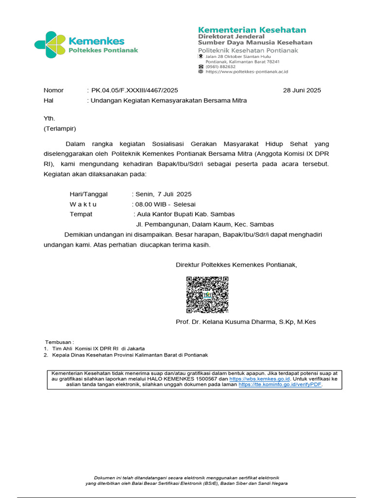 Undangan Kegiatan Germas Kabupaten Sambas | PDF