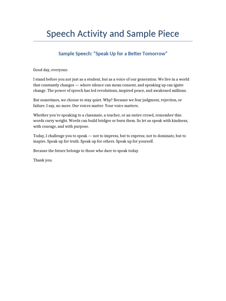 Read Speech Piece | PDF