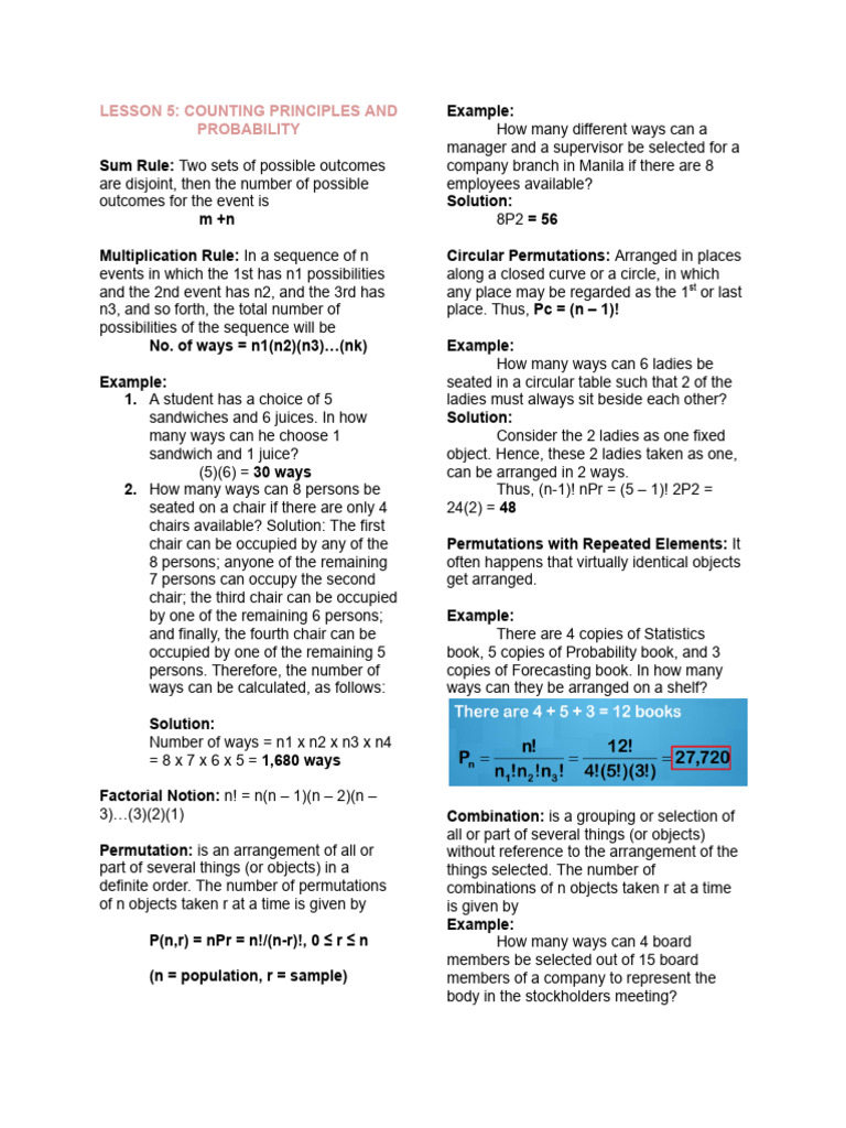 Counting Principles and Probability Basics | PDF | Probability ...