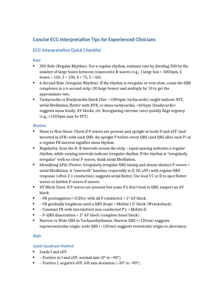 ECG Interpretation Tips for Clinicians | PDF | Electrocardiography ...