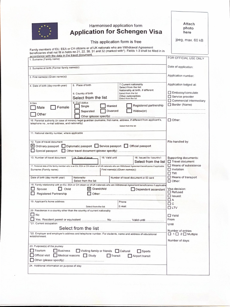 Harmonised Application Form | PDF