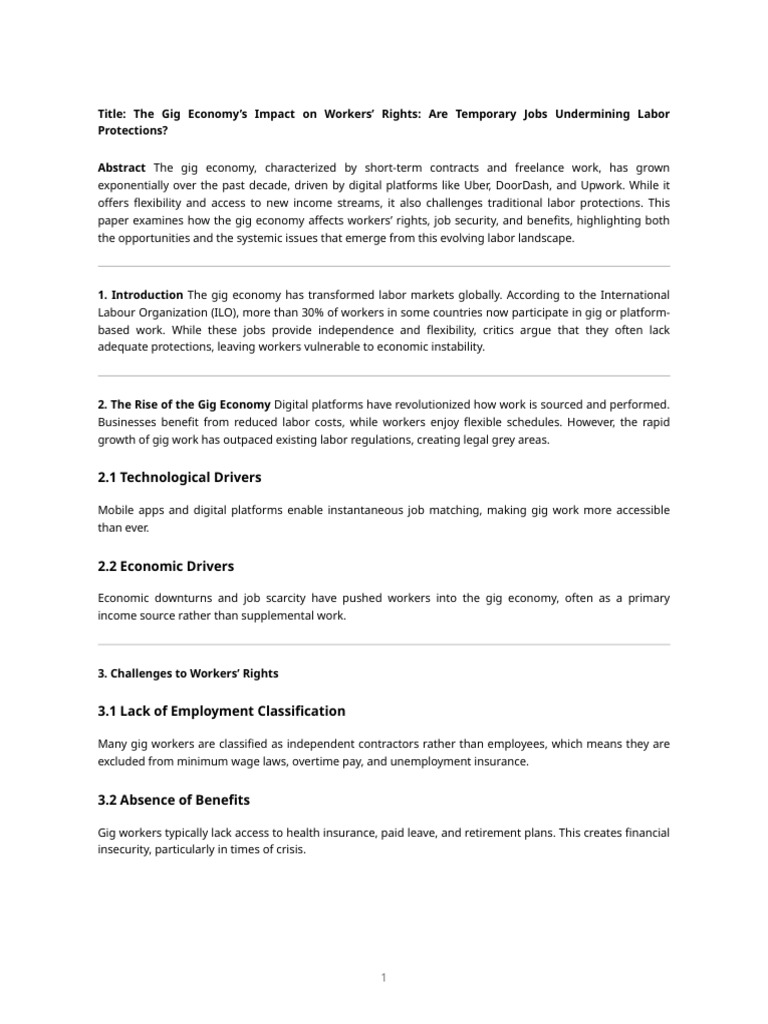 The Gig Economy's Impact On Workers' Rights - Are Temporary Jobs ...