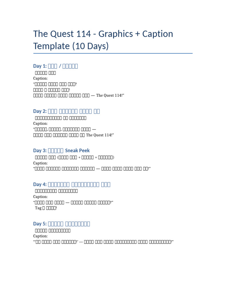 The Quest 114 Caption Template | PDF
