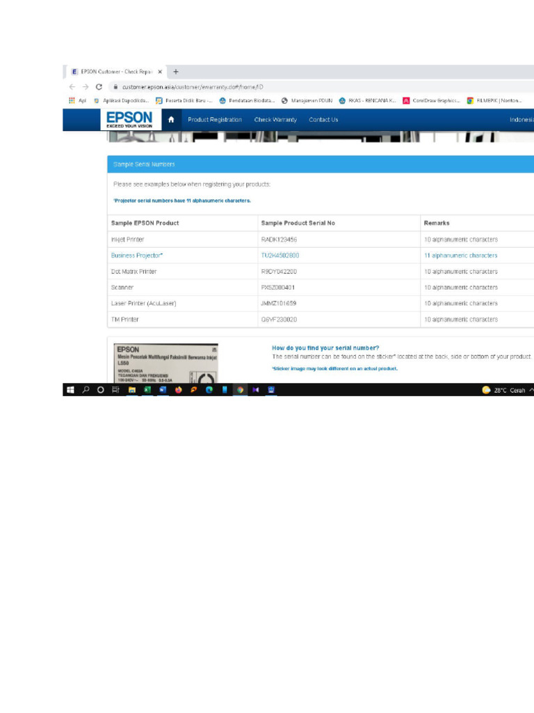 Sample Serial Numbe Epson | PDF