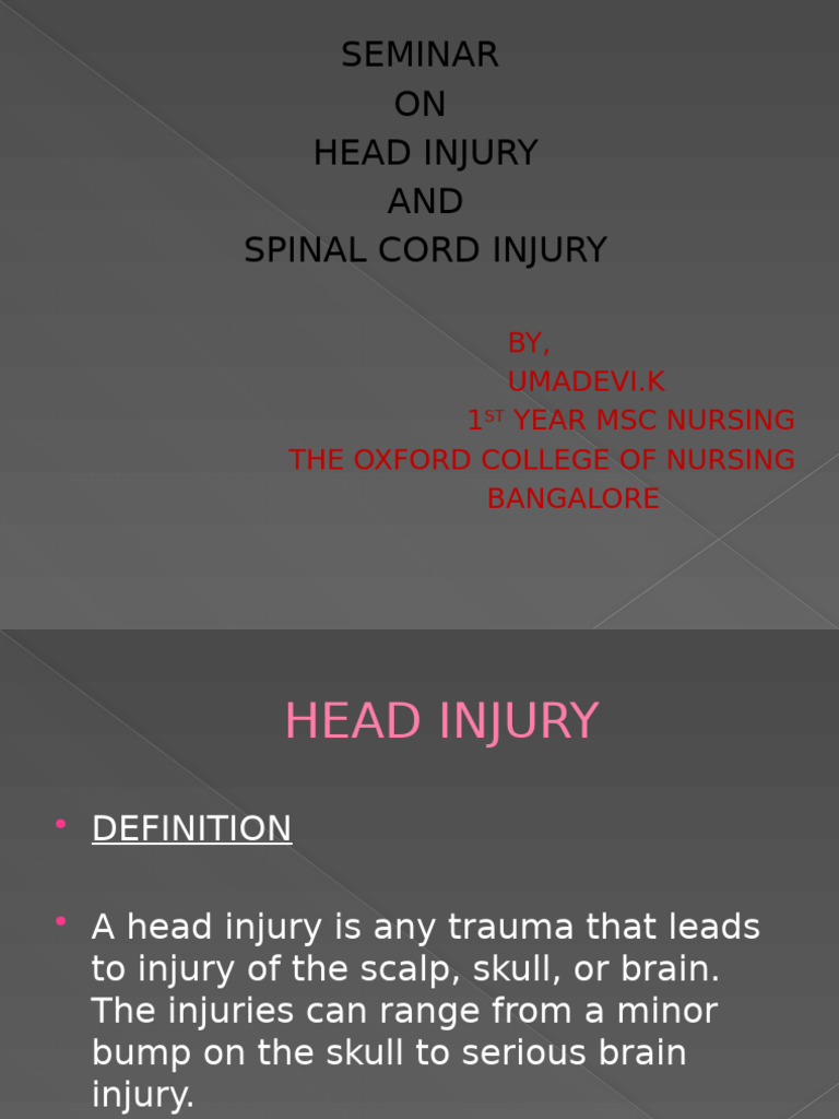 Head and Spine Injuries | PDF | Traumatic Brain Injury | Concussion