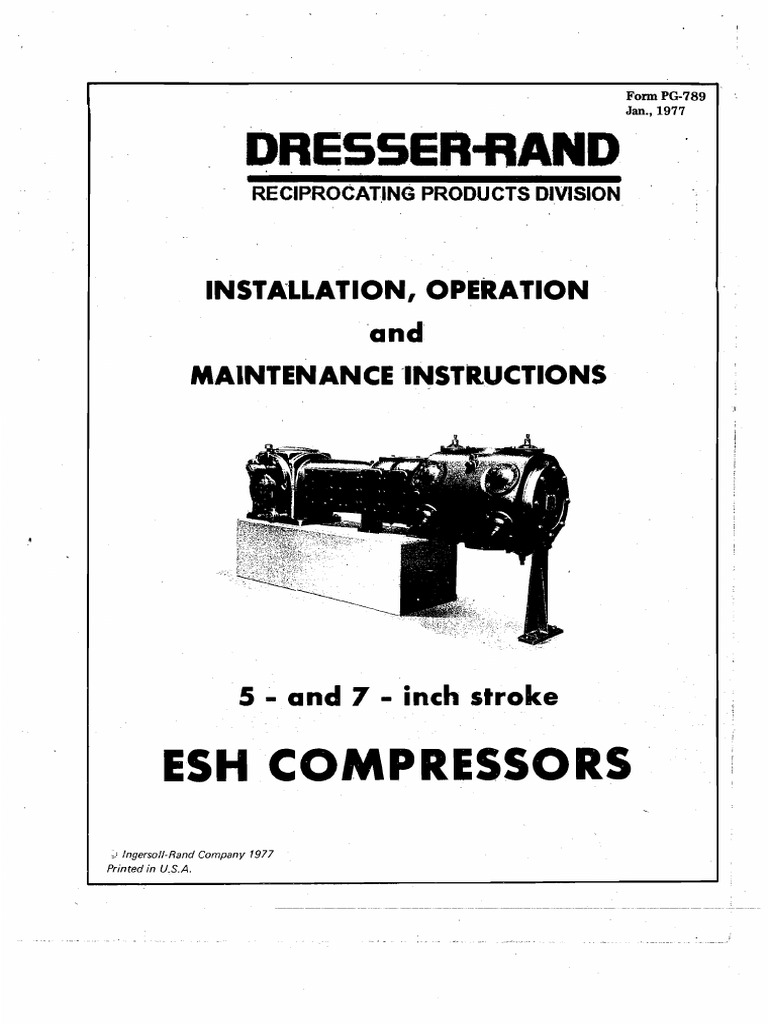 Ingersoll Compressor ESH 5-6in IOM Manual-ESH | PDF