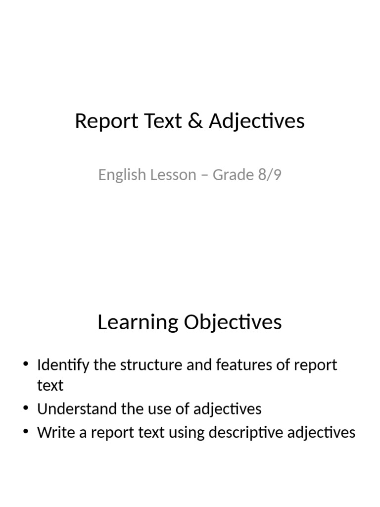 Report Text Adjectives Presentation | PDF