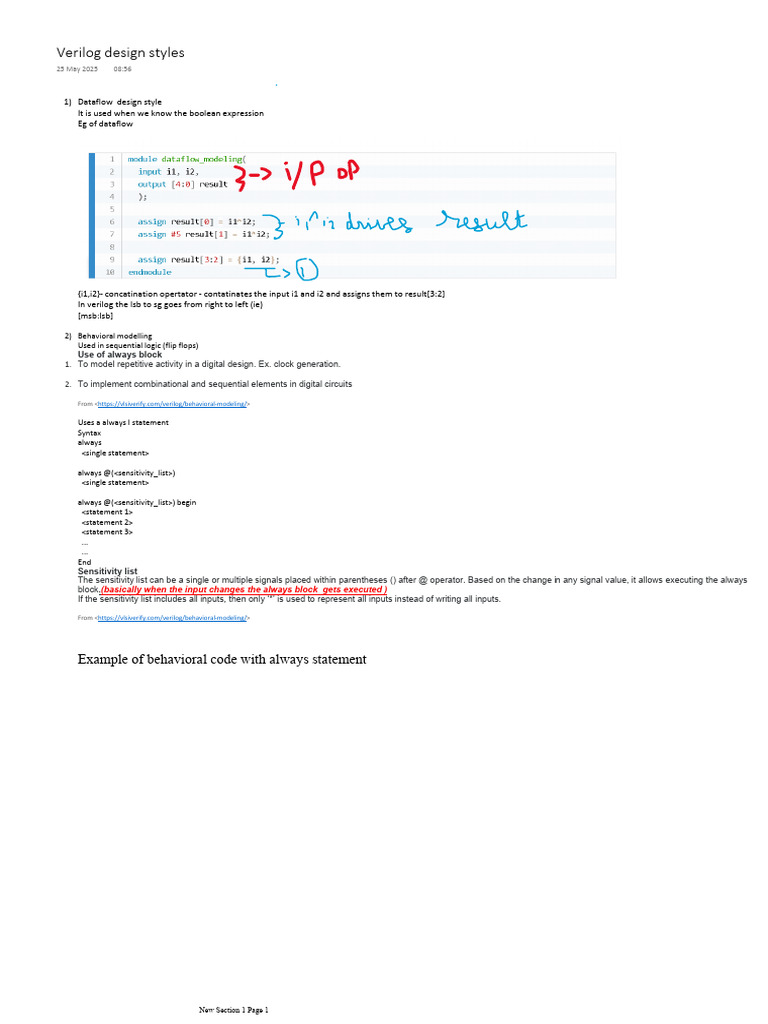 Verilog Dataflow and Behavioral Modeling | PDF | Arithmetic | Computer Programming