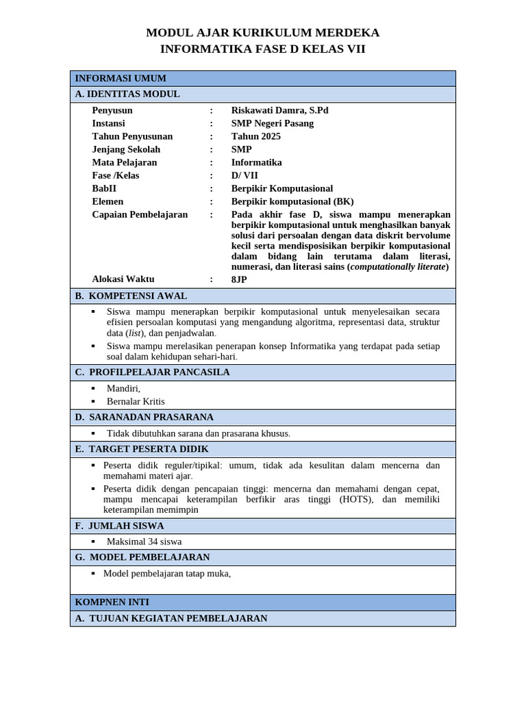 Perangkat Ajar Informatika BAB 2 | PDF