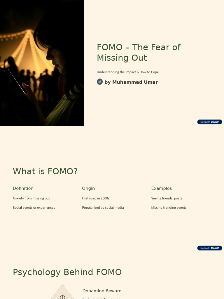 Understanding FOMO and Its Effects | PDF | Psychology | Psychological ...