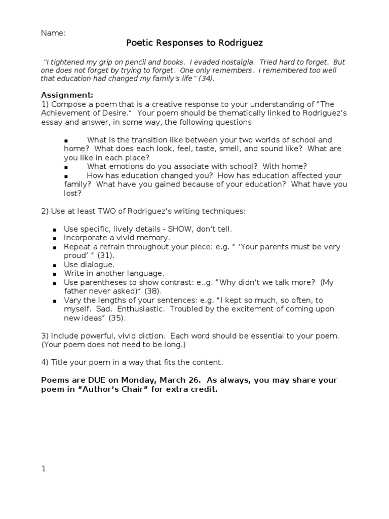 Lesson 5 Poem Assignment Sheet | PDF | Bracket | Poetry