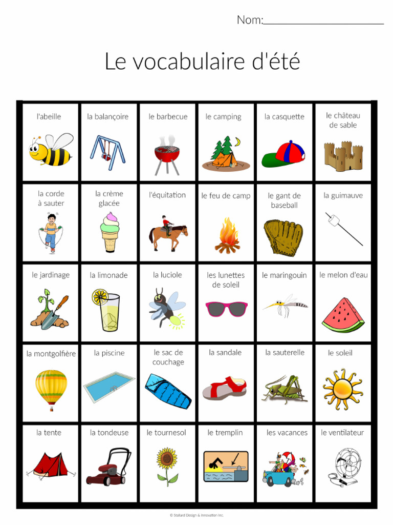 Vocabulaire Été Feuille Couleur Et NB | PDF