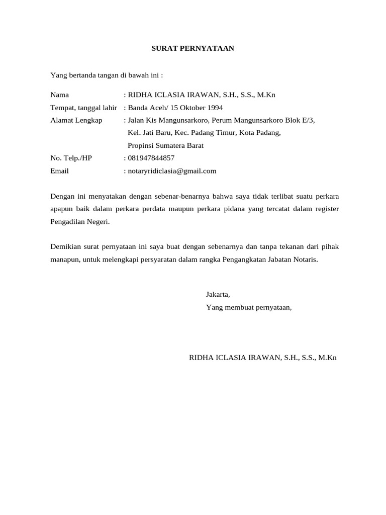 17 Surat Pernyataan Bebas Perkara | PDF