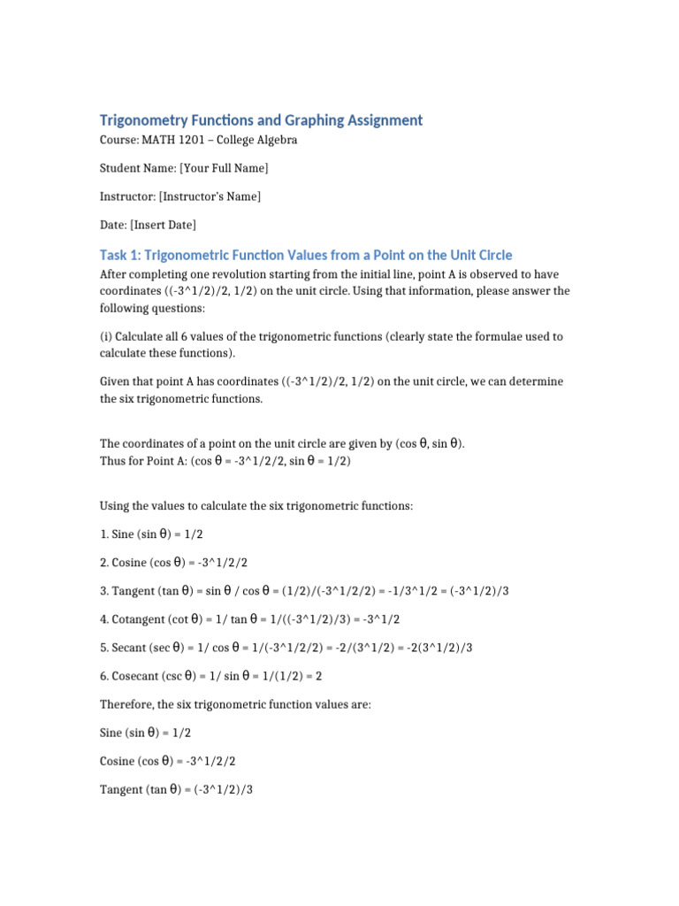 Formatted Trigonometry Assignment | PDF