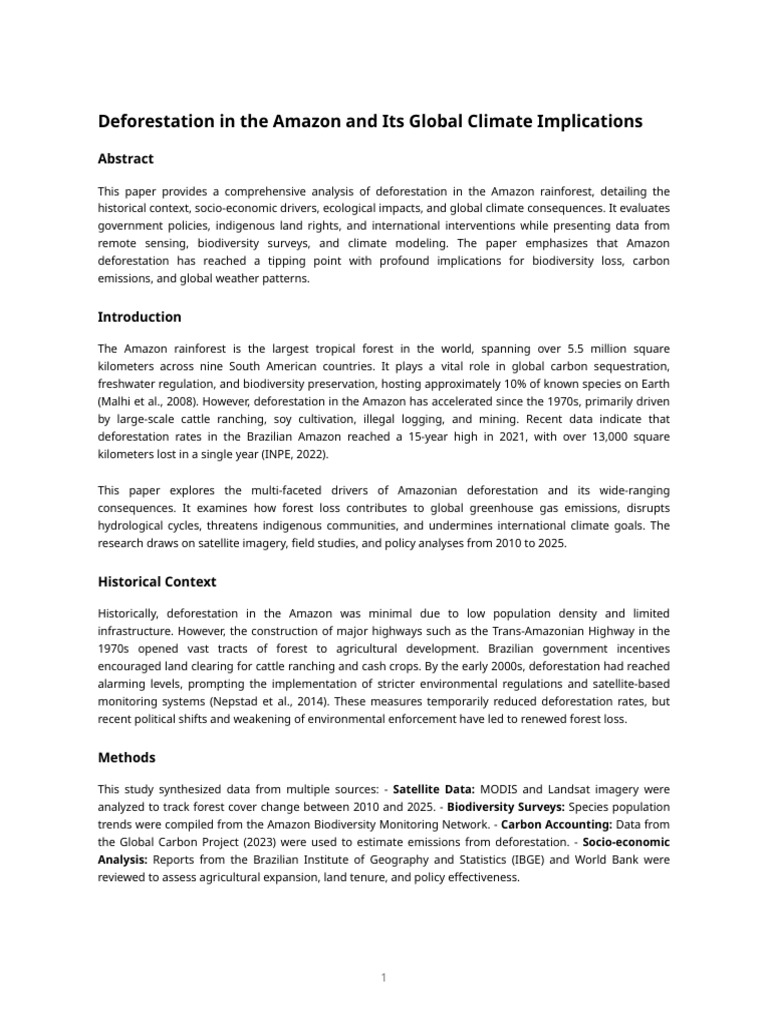 Amazon Deforestation and Climate Impact | PDF | Amazon Rainforest ...