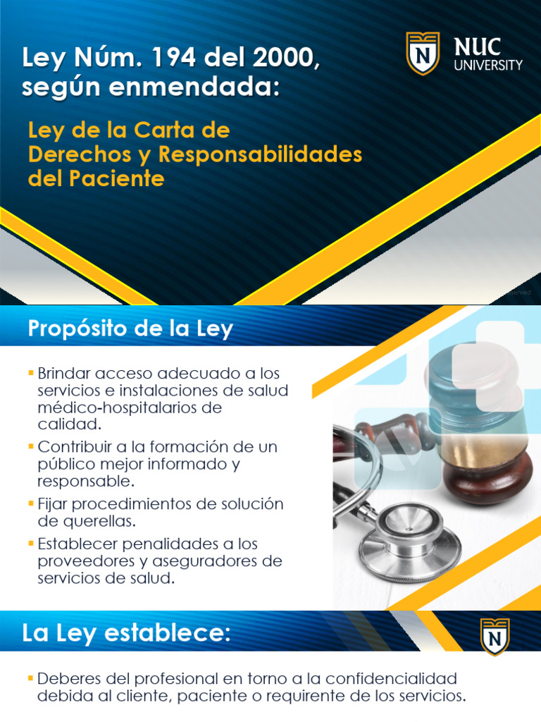 m5 Ley-194 Ley de La Carta de Derechos y Responsabilidades Del Paciente ...