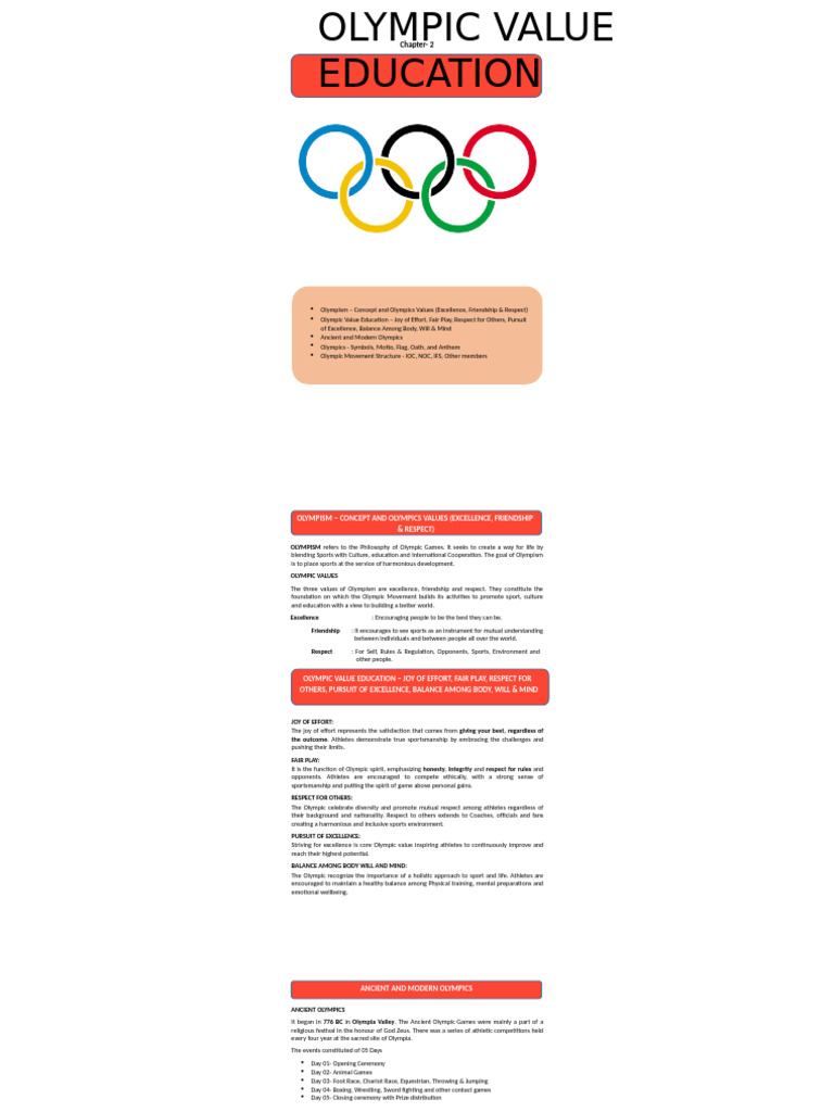 Olympic Value Education Overview | PDF | Olympic Games | Sports