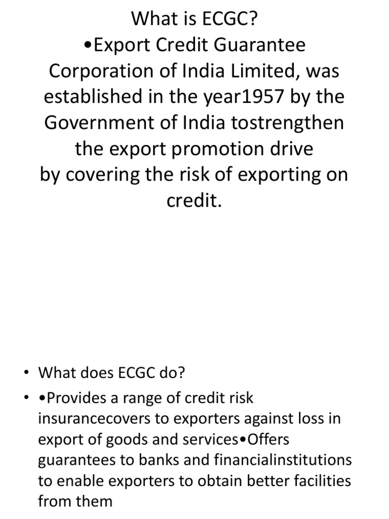 What Is Ecgc Pdf Credit Finance Insurance