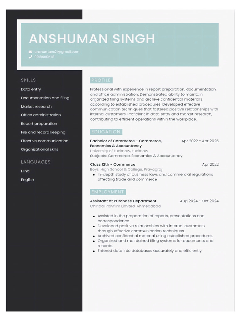 Anshuman's C.V | PDF