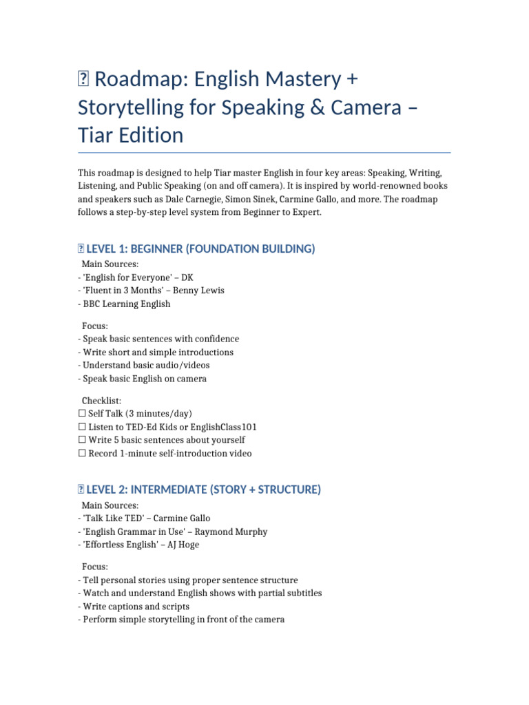 Roadmap English Public Speaking Tiar | PDF | Public Speaking | Human ...