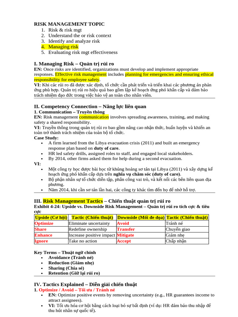 Risk MGT - 4. Managing Risk | PDF