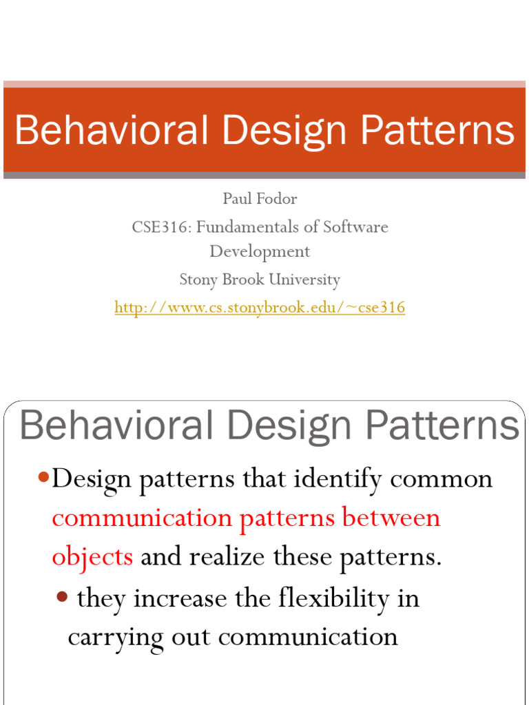 L24_BehavioralDesignPatterns | PDF | Model–View–Controller | Class (Computer Programming)
