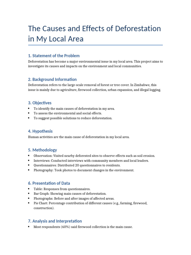 Local Deforestation Causes and Effects | PDF