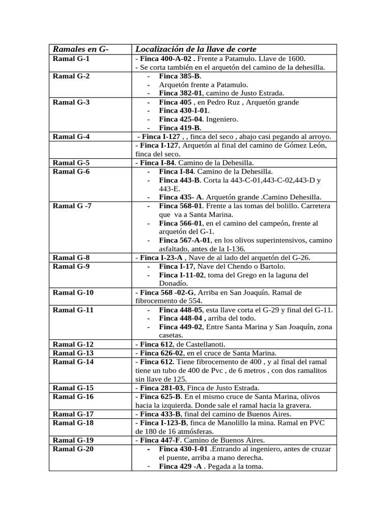 Ramales Con Terminacion en G | PDF
