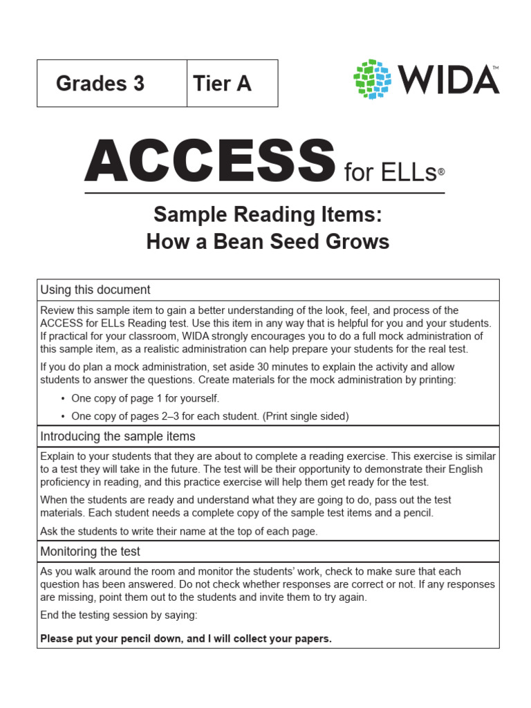 ACCESS Paper Sample Items GR 3 TR A Reading | PDF | Leaf | Seed