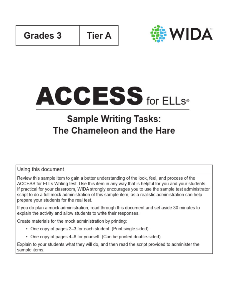 ACCESS ELLs Writing Tasks for Grade 3 | PDF