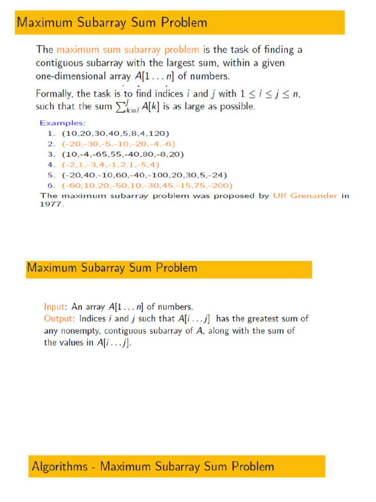 2 Maximum Subarray Sum Problem | PDF