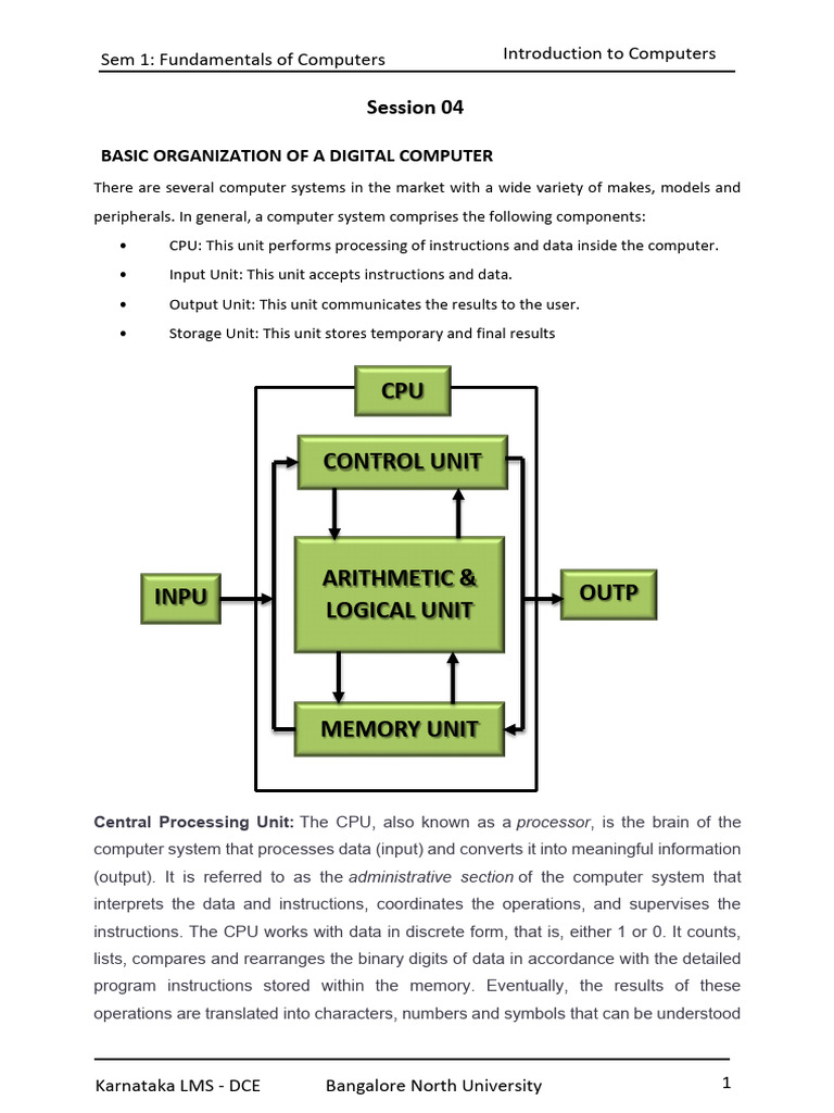 I Sem - Nep - Bca Foc Session 04 | PDF | Computer Data Storage | Input/Output