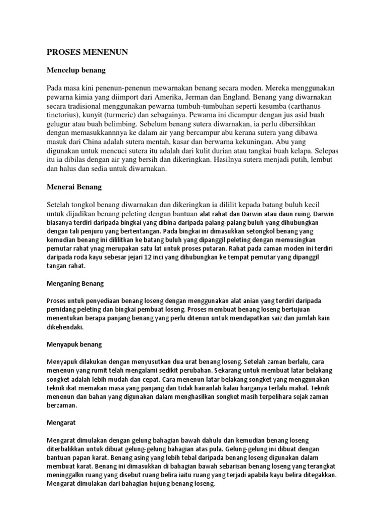 Proses Menenun | PDF | Griya & Taman