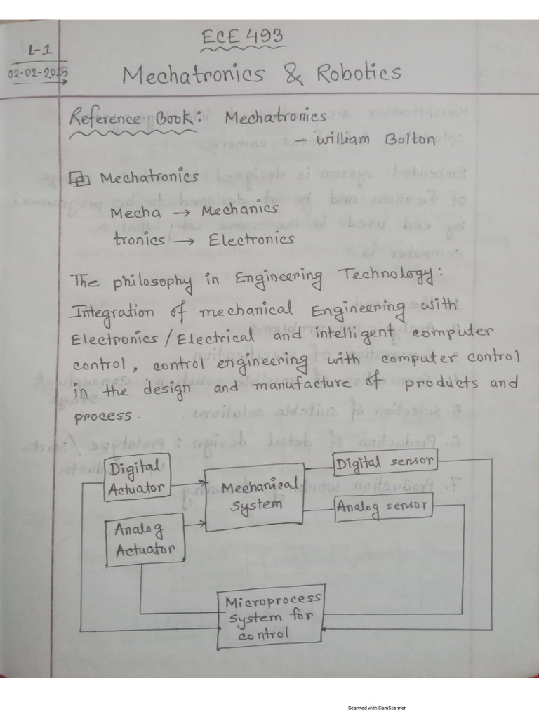 Mechatronics and Robotics Class Lectures | PDF
