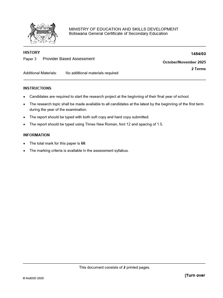 2025 Bsse History Paper 3 | PDF