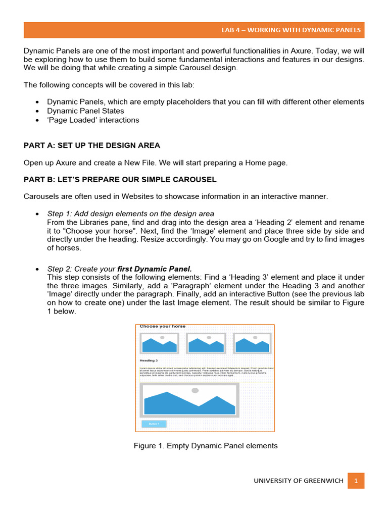 Lab 5 - Working With Dynamic Panels (Simple Carousel) | PDF | System Software | Computing