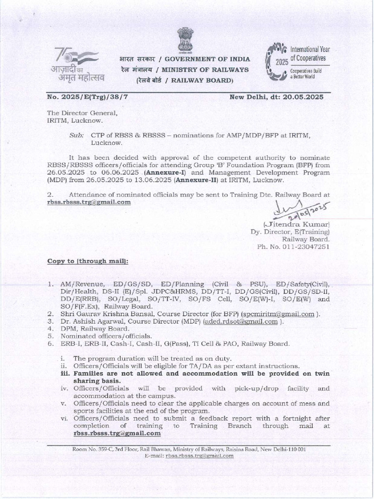 BFP & MDP Program at IRITM, Lucknow. - Compressed | PDF